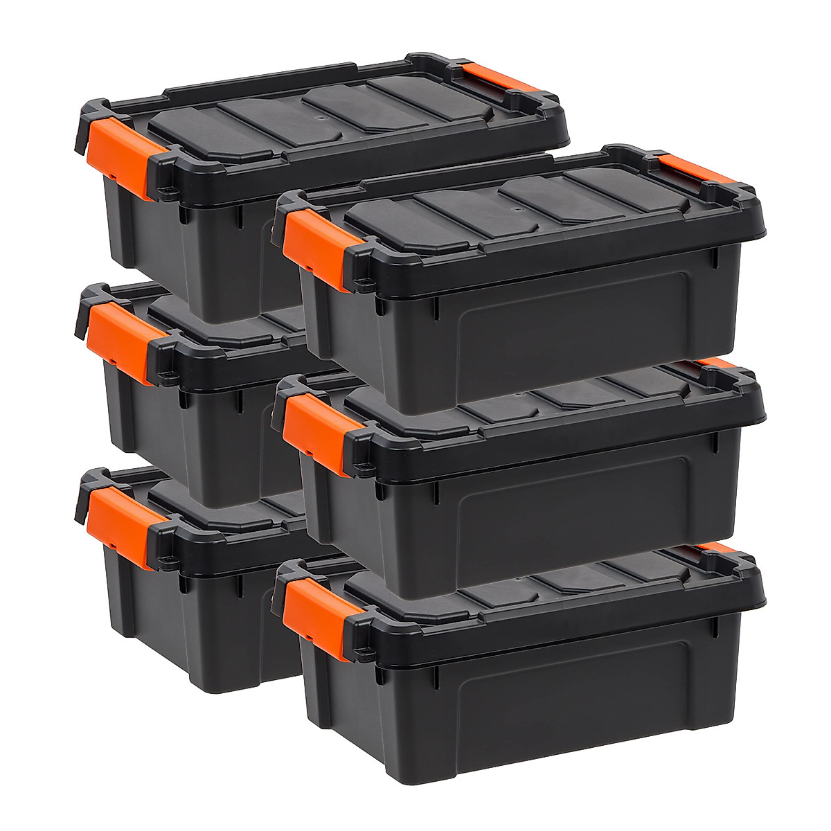 IRIS 13 Quart Heavy Duty Plastic Storage Box, Black Pack of 6