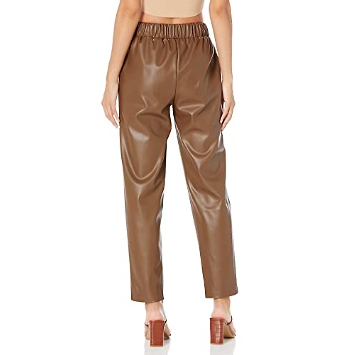 The Drop Women's @lisadnyc Faux Leather Pull-On Jogger, Coffee Bean, XL