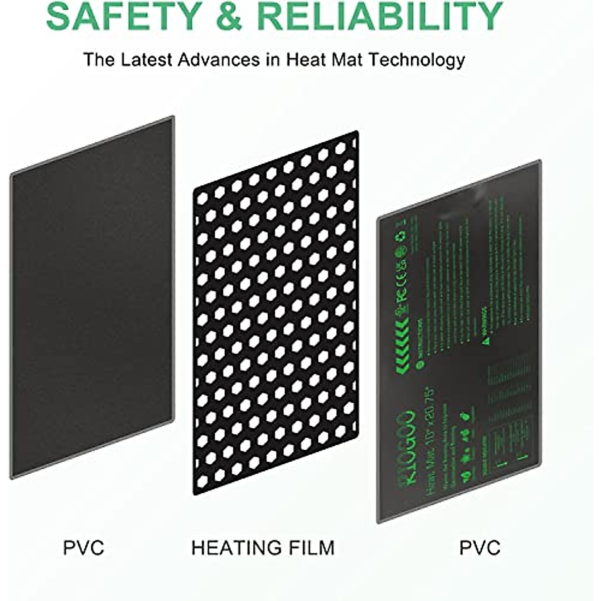 RIOGOO 2 Pack Seedling Heat Mat,Hydroponic Heating Pad Waterproof for Seed Reptile Plant with Power-Off Protection Safe and Durable 10" x 20.75"