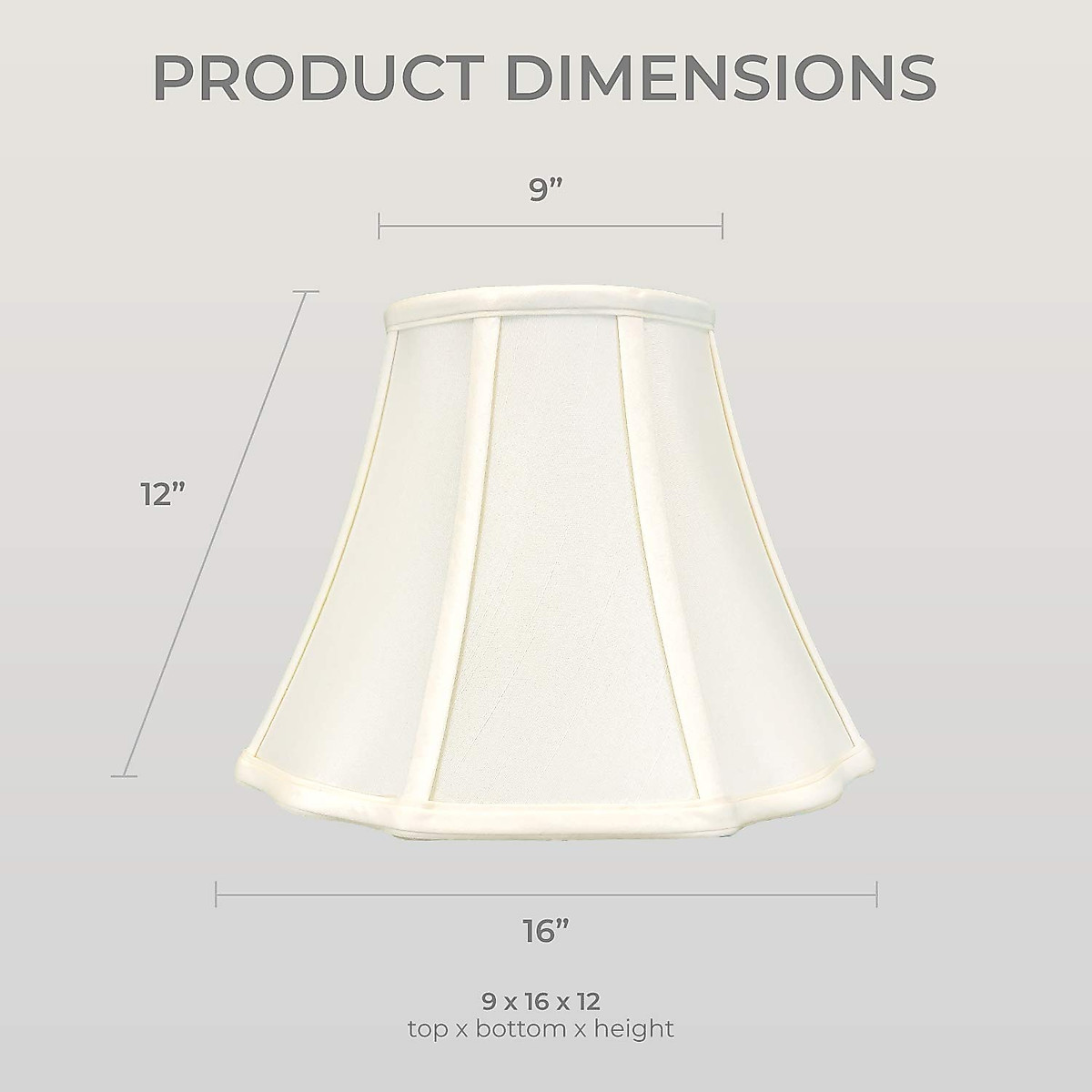 Royal Designs, Inc. BSO-701-16EG Flare Bottom Outside Corner Scallop Basic Lamp Shade, 9 x 16 x 12, Eggshell