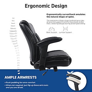 CHAIRMAN Multi-Purpose Premium Bonded Leather Padded Mid-Back Adjustable-Height/Tilt, Swivel Office Computer Desk Task Chair with Functional Arms, Black