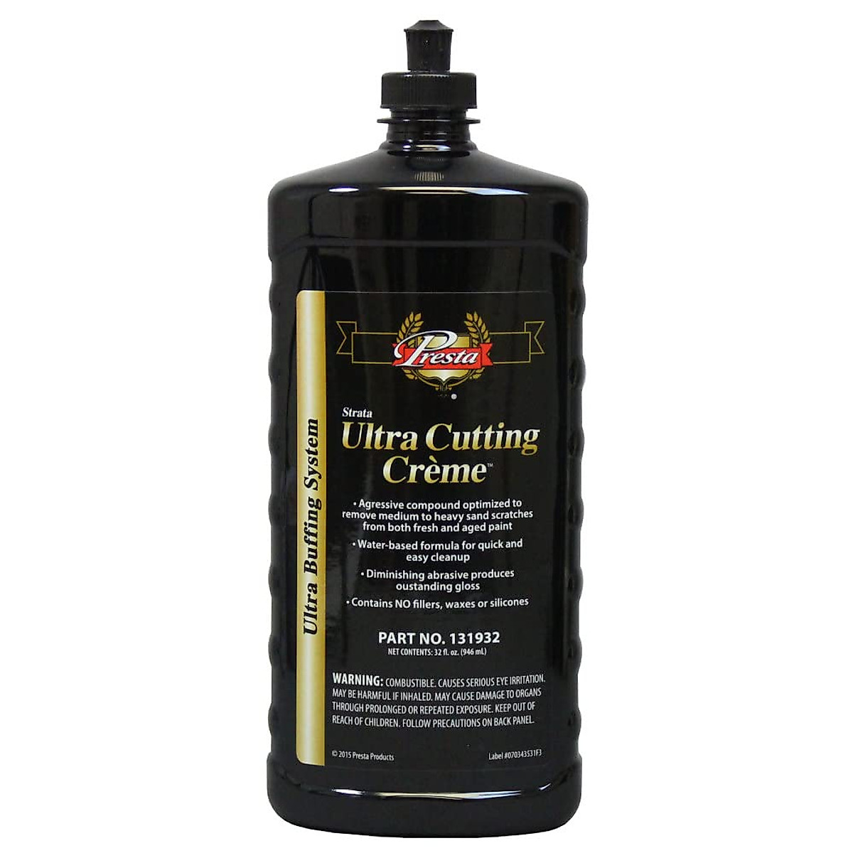 Presta 131932 Ultra Cutting Crème for Removing P1500 Grit, Finer Sand Scratches and Swirls - 32 Oz.