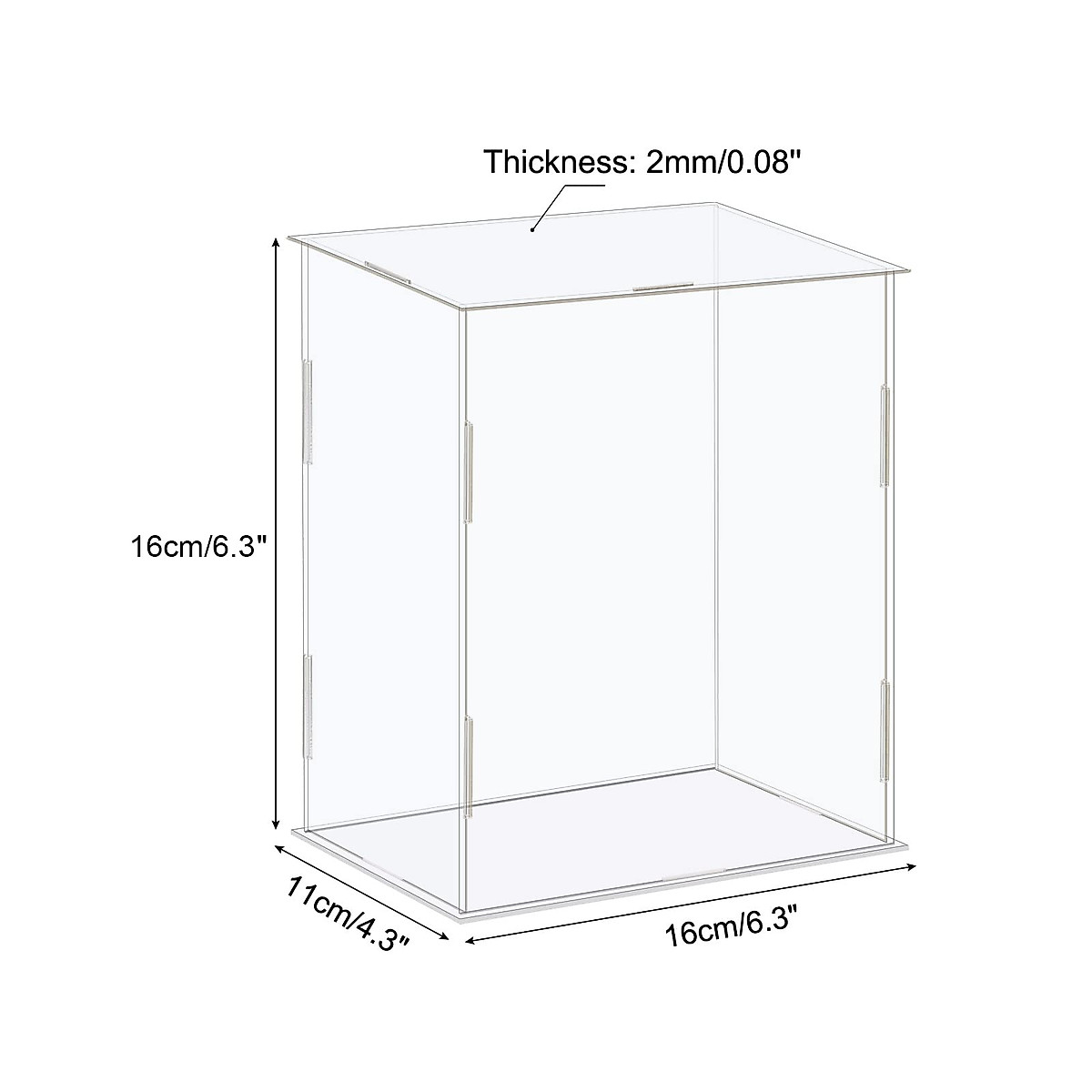 MECCANIXITY Acrylic Display Case Box Clear Dustproof Protection Showcase 6.3x4.3x6.3 Inch for Collectibles Display
