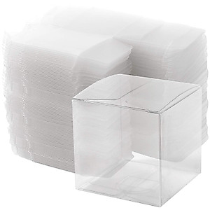 HOZEON 150 PCS Clear Favor Boxes 2 x 2 x 2 inches, Clear Plastic Gift Boxes, Transparent Gift Box for Candy, Cookies, gift, Wedding, Birthday Party, Cupcakes, Thanksgiving, Christmas