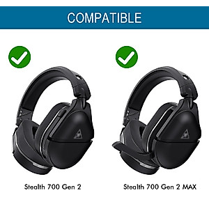 Cooling Gel Ear Pads for Turtle Beach Stealth 700 Gen 2 / Stealth 700 Gen 2 MAX Wireless Gaming Headset, GVOEARS Replacement Cushions with Ice Silk Fabric, Thickness & Sound Isolation - Black