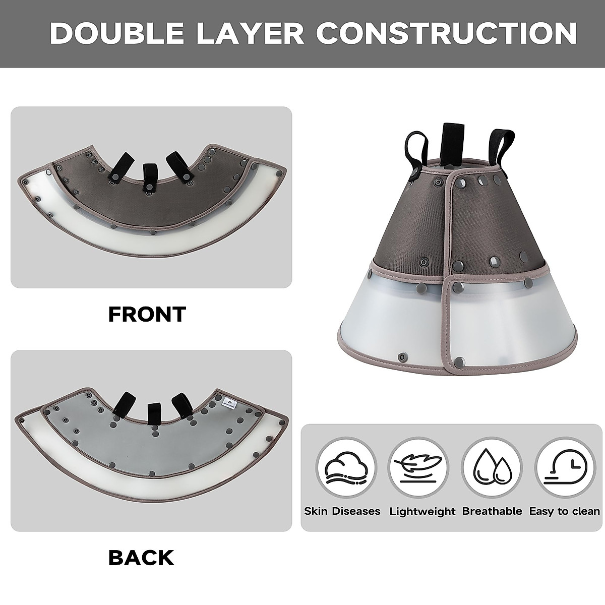 Pilviset Soft Dog Cone Collar After Surgery,Clear Padded Collar,E-Collars for Dogs to Prevent Licking Wound, Adjustable Dog Recovery Collar for Large Medium Small Dog,Elizabethan Collar XL