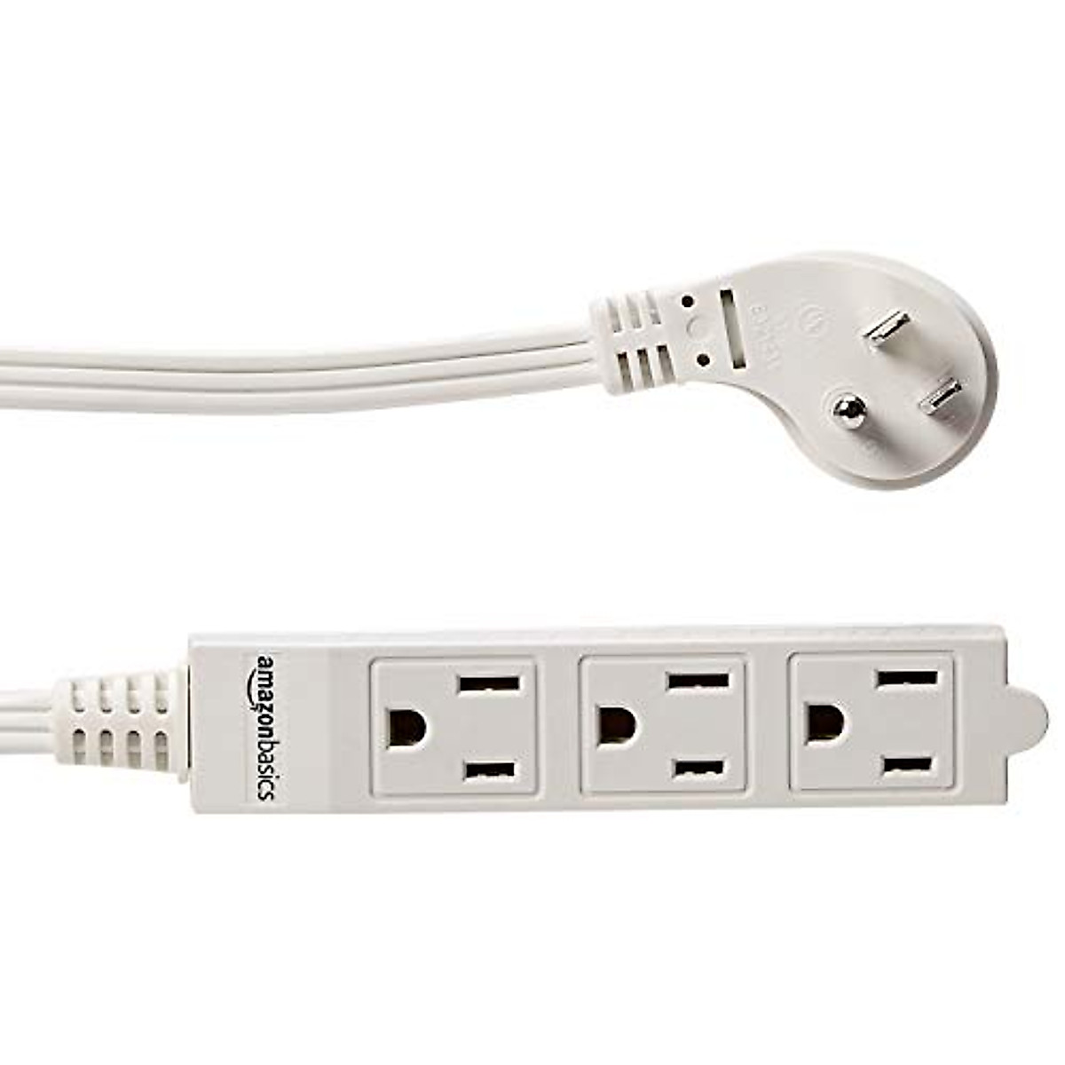 Amazon Basics Rectangular Indoor Extension Cord Power Strip - 6-Foot, 3-Prong ,Flat Plug, Grounded - 13 Amps, 1625 Watts, 125 VAC - 2-Pack, White