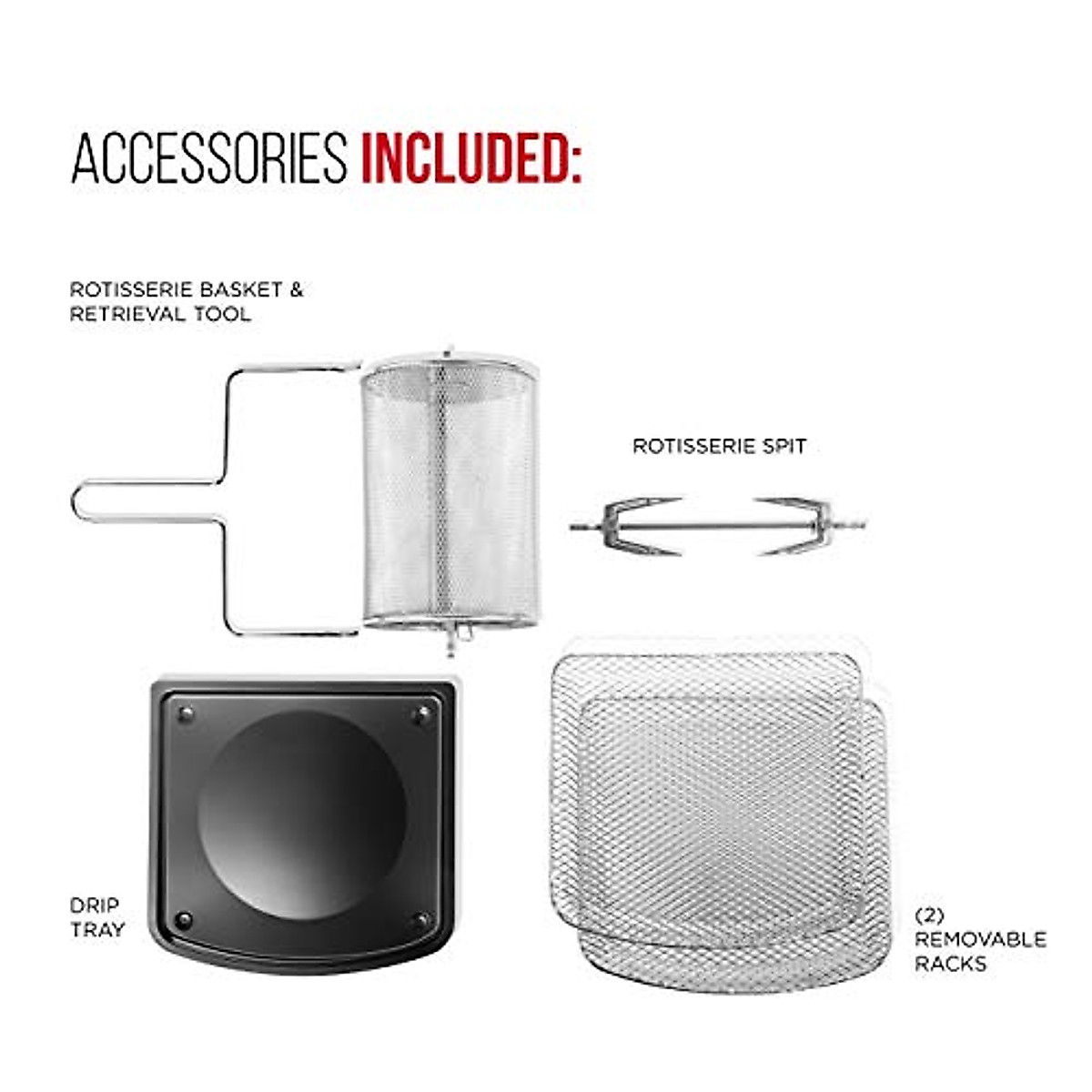 Chefman 6.3-Qt 4-In-1 Digital Air Fryer+, Rotisserie, Dehydrator, Convection Oven, XL Family Size, 8 Touch Screen Presets, BPA-Free, Auto Shutoff, Accessories Included, Black