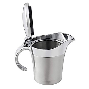 Double Insulated Gravy Boat - Stainless Steel Sauce Jug with Hinged Lid Hinged Lid Ideal for Gravy or Cream at Thanksgiving (450ML/16 OZ)