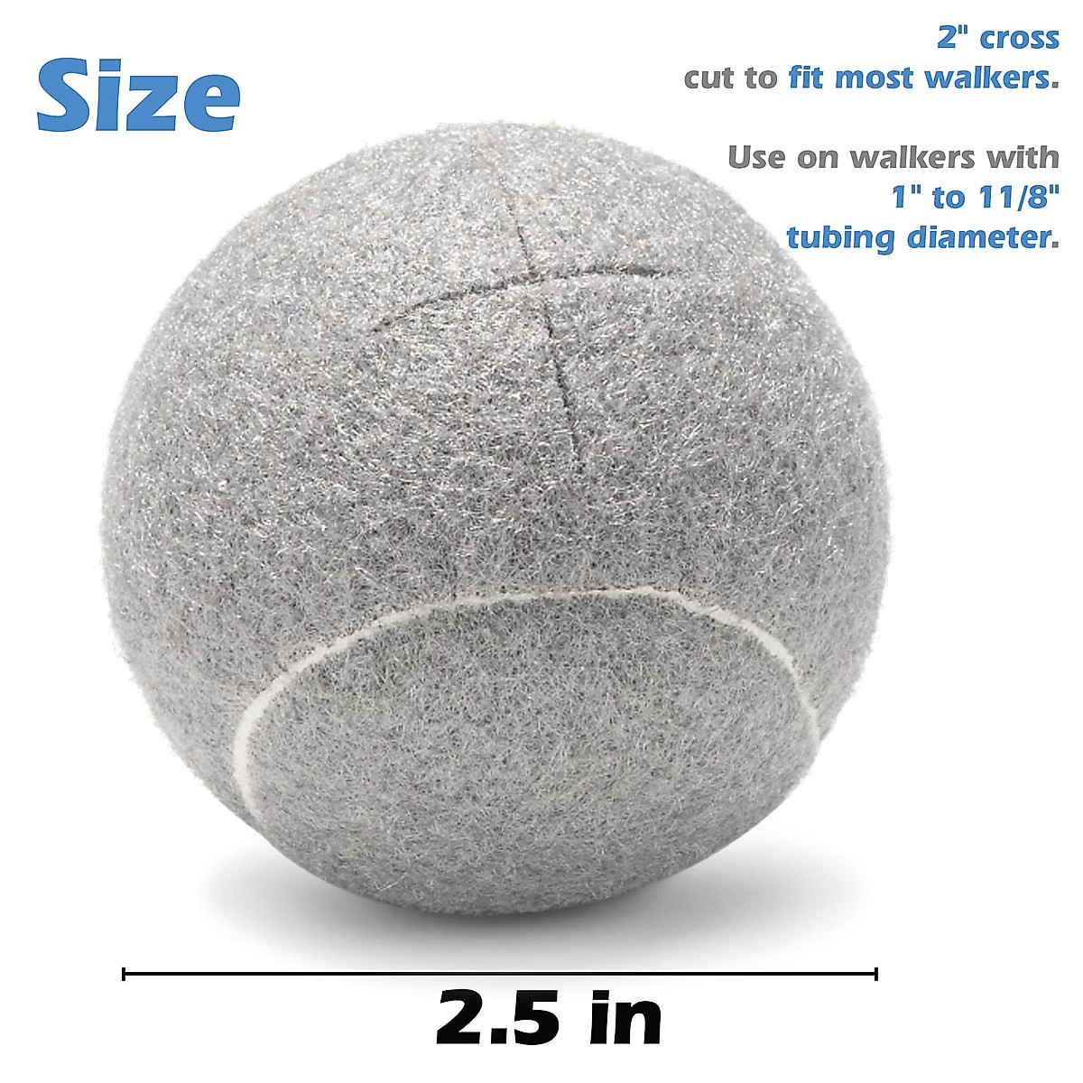 4PCS - Walker Glide Balls,Precut Walker Tennis Balls for Furniture Legs and Floor Protection,Walkers Legs Universal Precut Glide Balls,Heavy Duty Long Lasting Felt Pad Glide Coverings,Fit Most Walkers