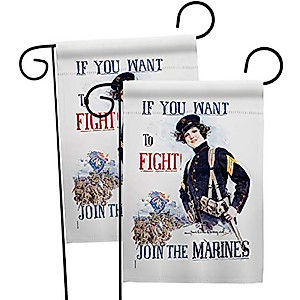 USBrotherhood Join Garden Flag 2pcs Pack Armed Forces Marine Corps USMC Semper Fi United State American Military Veteran Retire House Banner Small Yard Gift Double-Sided, Made in USA