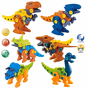 Kidtastic 6 Pack DIY Dinosaur Toys for kids 3-6, STEM Learning Dinosaurs PlaySet for Toddlers, Sensory Learning Play for Autism, Fun Outdoor Educational Gift