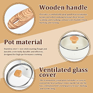 1QT Small Sauce Pan Pot with Tempered Glass Lid, Non-Stick Saucepan,Portable Milk Saucepan Sauce Cooking Pan Even Heat Conduction Cooking Sauce Pot for Induction Cooking(1 QT)