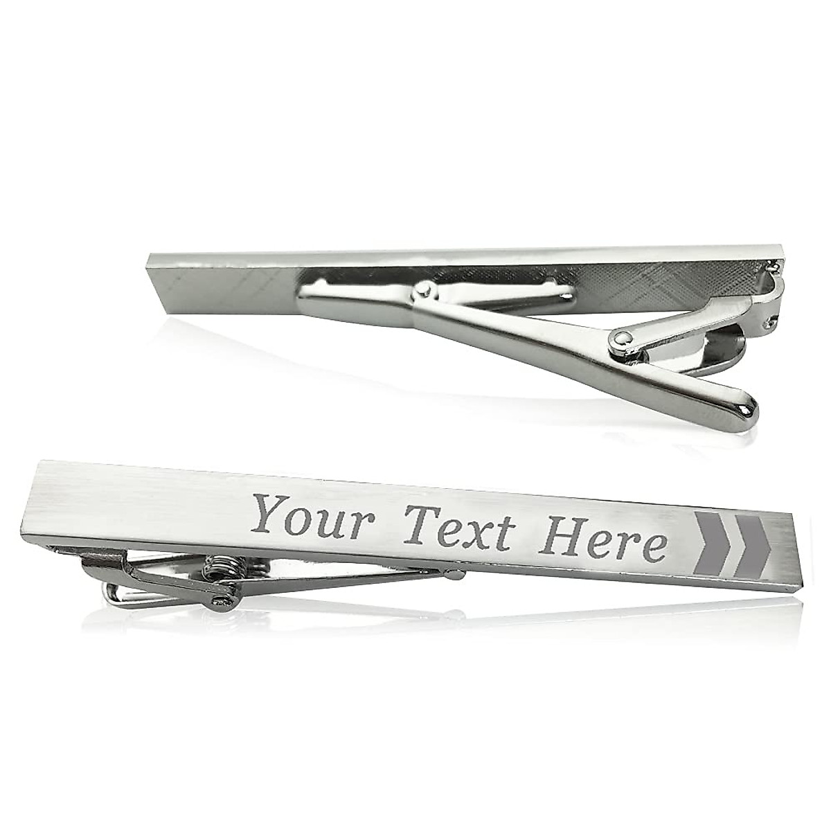 EDSG Personalized Tie Clips Pin for Men Engraved Exquisite Stainless Steel Personalized Gift for Best Man Usher Dad Boyfriend Husband Wedding Birthday Engagement Anniversary Xmas Gift (Silver)