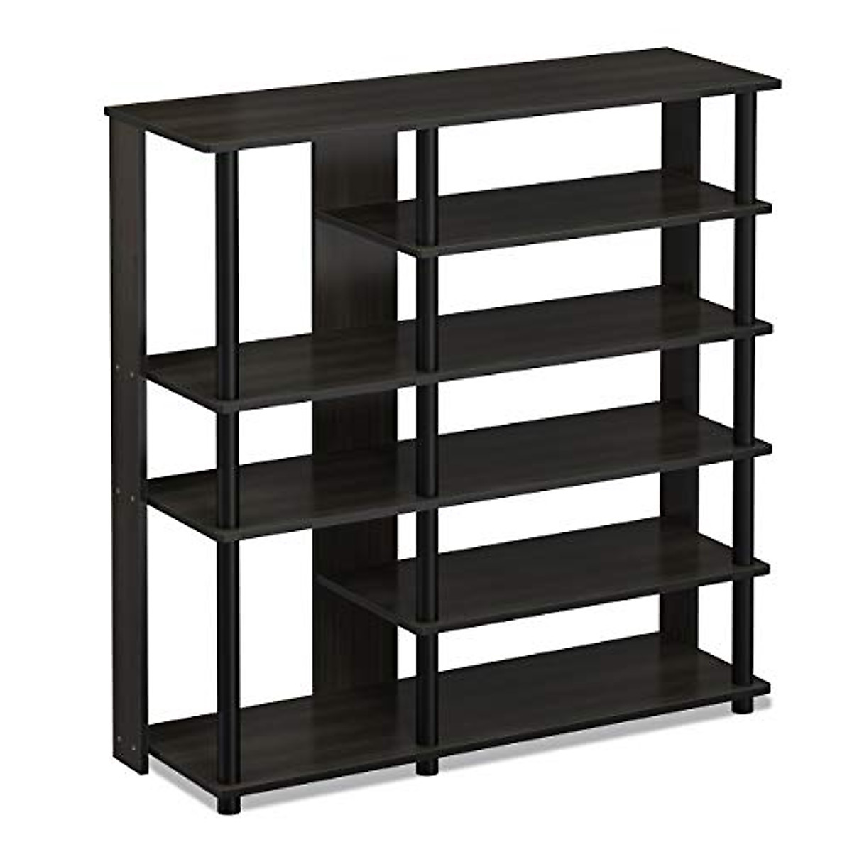 Furinno Turn-N-Tube Multi Storage Shoe Rack, 35.2"W 6-Tier, Espresso/Black,17082EX/BK