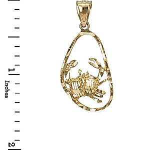 14K Yellow Gold Cancer Zodiac Sign DC Pendant
