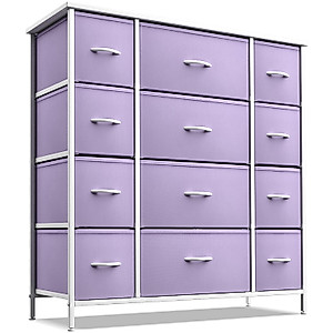 Sorbus Kids Dresser with 12 Drawers and 5 Drawer TV Stand Bundle - Matching Furniture Set - Storage Unit Organizer Chests for Clothing - Bedroom, Kids Rooms, Nursery, & Closet (Purple)