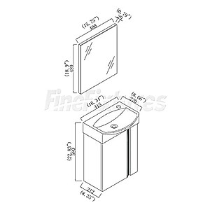Fine Fixtures Compacto Small Bathroom Vanity Set with Sink -Wall-Mounted Cabinet- Sink top, and Mirror Included (White)