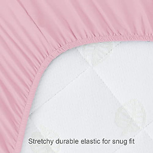 Pack and Play Sheets and Waterproof Pack n Play Mattress Protector Pad Cover 4 Pack Set, Ultra Soft Pack n Play Mattresses Sheets Compatible with Graco Pack n Play, Grey&Pink