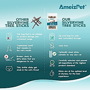 AmeizPet Silvervine Cat Teeth Cleaning Dental Sticks, Matatabi Dental Care, Cat Chew Toy 6 Pcs