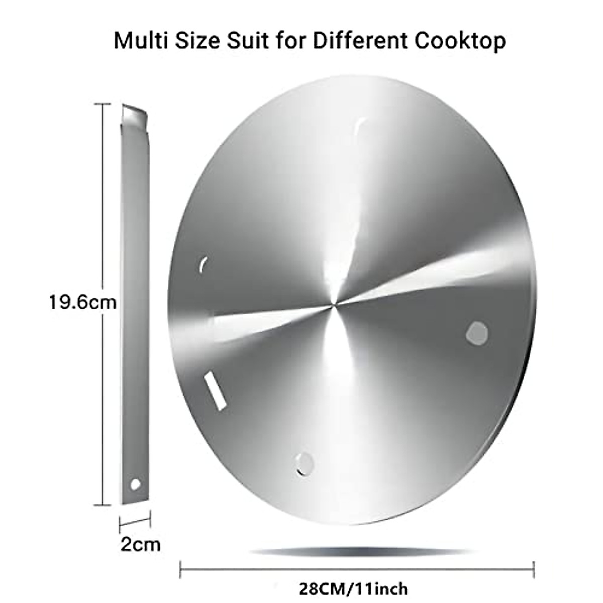 Heat Diffuser Induction Adapter Plate for Gas Electronic Stove, NISPOTDOR Induction Converter Disk Simmer Plate with Detachable Handle for Milk Coffee Cookware, 11inch