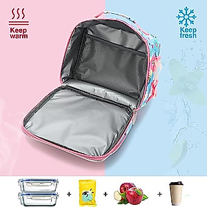 Robhomily Mushroom Girls Backpack with Lunch Box for Elementary School