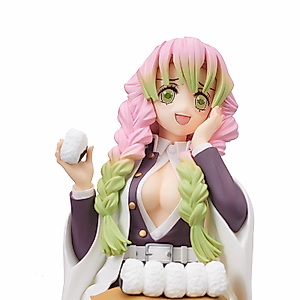 FOUONTOS Mitsuri Kanroji Action Figure Ghost Slayer Figure Eat Rice Balls Series Action Figure Toys Collection Anime Sitting Pose Character Action Figure Onigiri Love Pillar