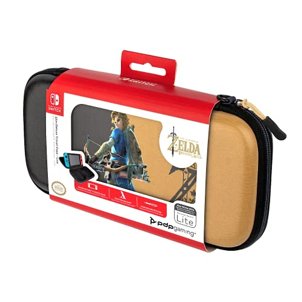 PDP Gaming Officially Licensed Switch Slim Deluxe Travel Case - Zelda Breath of the WIld - Semi-Hardshell - Console Stand - Protective PU Leather - Holds 14 Games - Works with Switch OLED & Lite