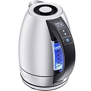 Chefman Electric Tea Kettle, 1.7 Liter Hot Water Electric Kettle Temperature Control Water Boiler with 5 Presets, Tri-Colored LED Lights, Keep Warm, Automatic Shutoff, Stainless