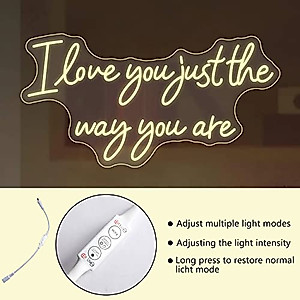 Neon Sign for Wall Decor, Yeeficent Neon Lights for Bedroom Wall, 26 x 13 Inch Dimmable Neon Signs, Custom Light Up Sign for Wedding Party Birthday Gift (Warm White-I Love You Just The Way You Are)