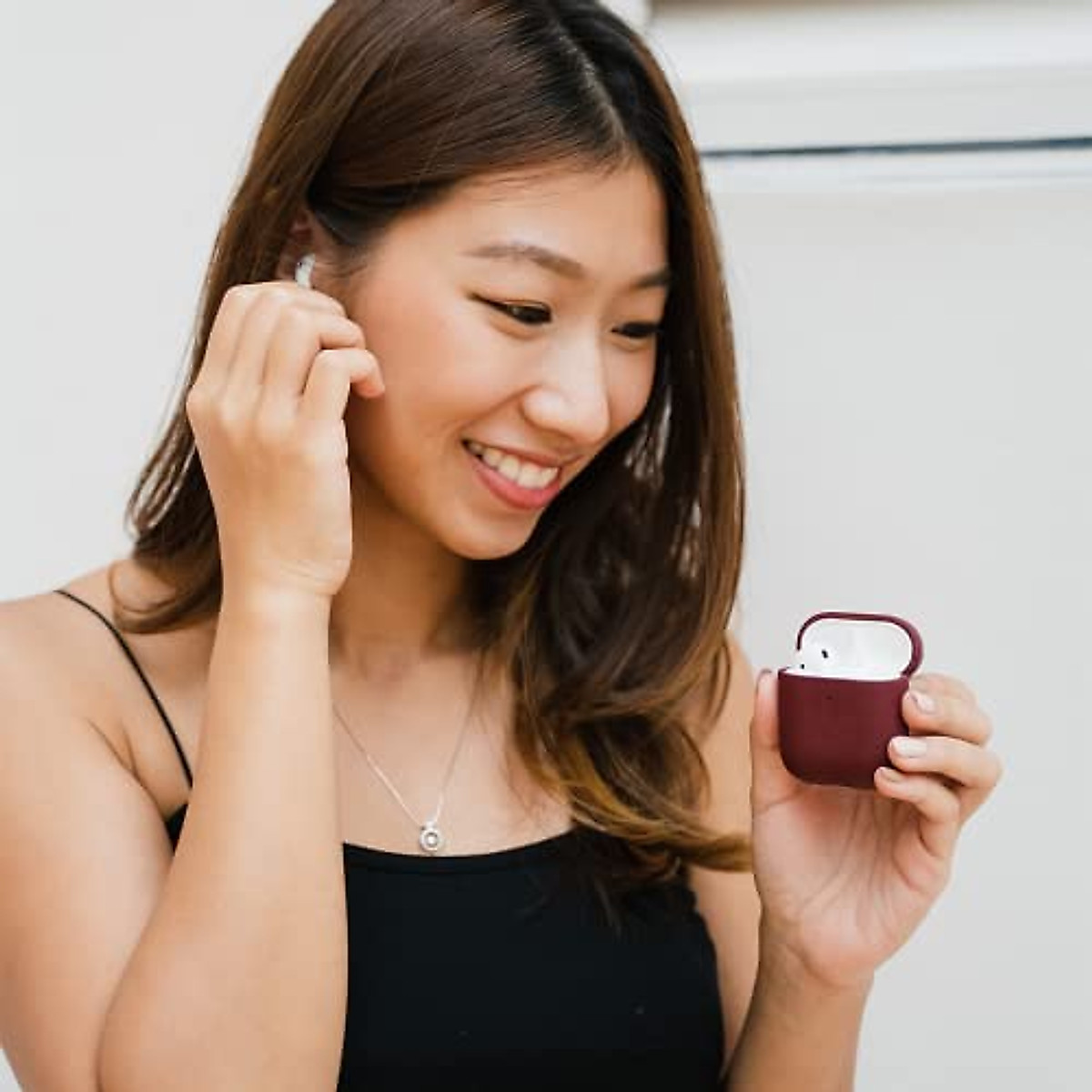 THEIMPRINT Saffiano Vegan Leather AirPods Case Cover Gen 3 - Compatible with Apple AirPods 3rd Generation Charging Case, Nude