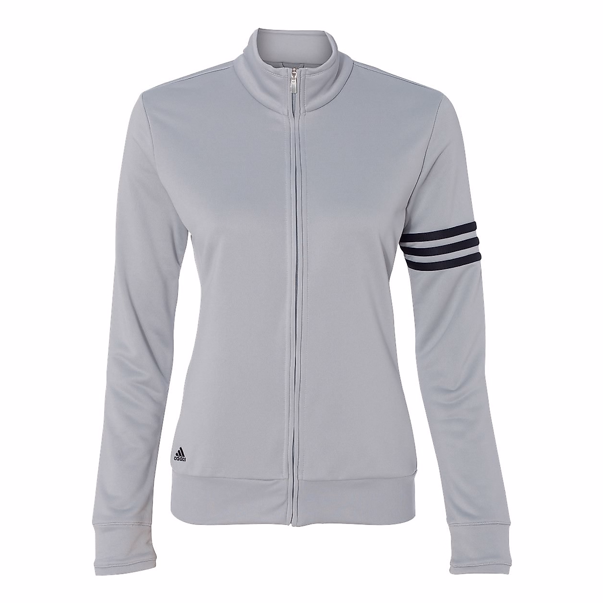 adidas Ladies' ClimaLite 3-Stripes French Terry Full-Zip Jacket, Chrome/ Black, X-Large