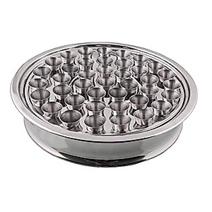 Communion Ware 2 Holy Wine Serving Trays with A Lid & 2 Stacking Bread Plates with A Lid + 80 Cups - Stainless Steel (Mirror/Silver)