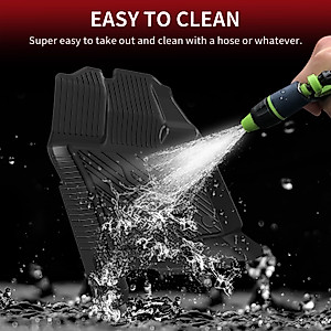 LASFIT Floor Mats Fit for Ford F-150 2015-2024/ F150 Lightning 22-24 SuperCrew Cab (Rear w/o Under-Seat Fold Flat Storage), All Weather TPE Truck Liners,1st & 2nd Row, Black