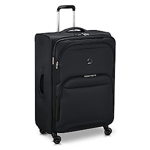 DELSEY PARIS Sky Max 2.0 Softside Expandable Luggage with Spinner Wheels, Black, Checked-Large, 28 Inch