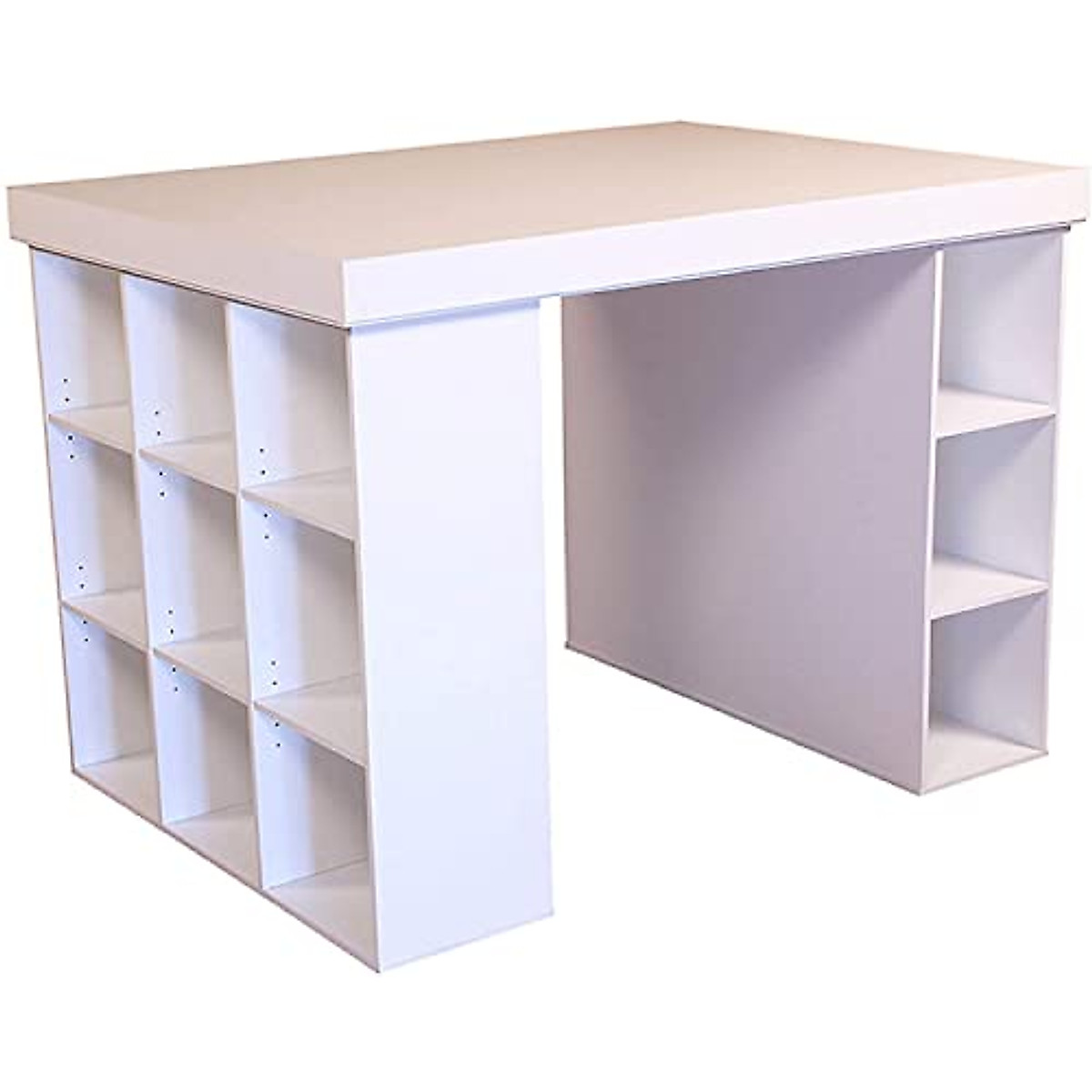 Project Center Desk with Bookcase and 3 Bin Cabinet-White