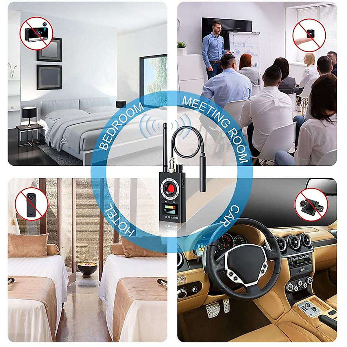 Hidden Camera Detectors, Bug Detector, Anti Spy Detector, GPS Detector, RF Signal Scanner Device Detector for Wireless Audio Bug Camera Detector Finder