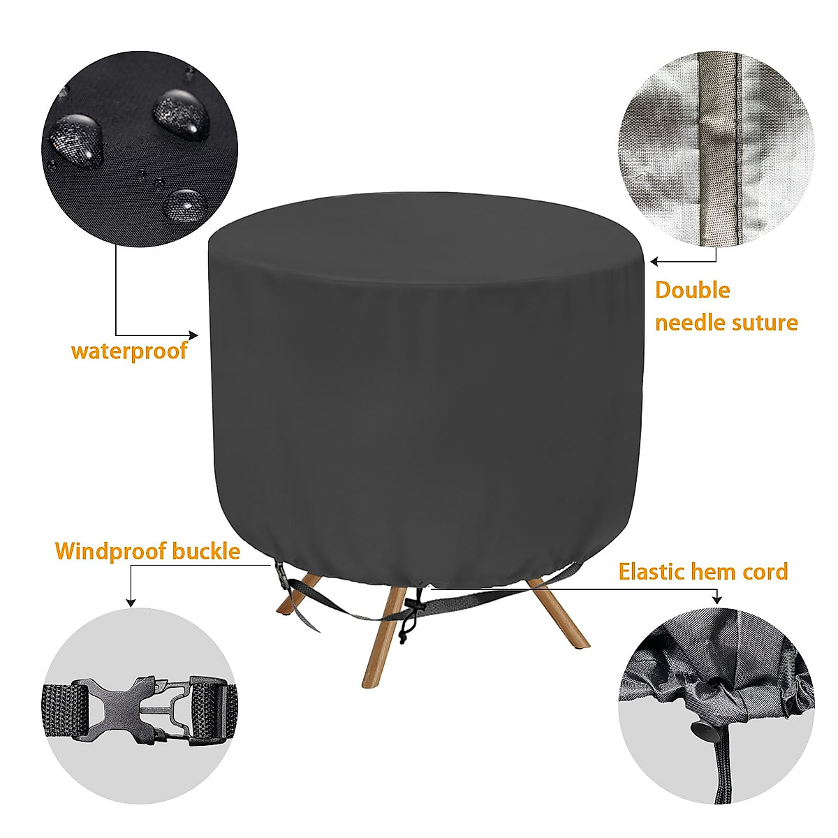 Patio Table Chair Cover Black, 23" DIA X 18"H, Outdoor Table Chair Cover,Outdoor Patio Furniture Cover Waterproof for Deck Box , Coffee Table and Chairs