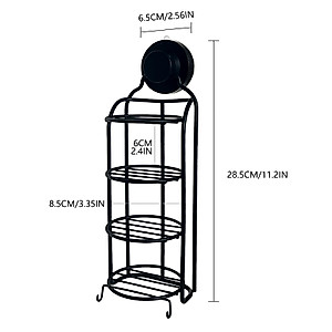 4 Tier Bar Soap Holder for Shower Wall, Stainless Steel Self Draining Rustproof Rack Powerful No Drilling Shampoo Bar Holder with Strong Suction Cup for Shower Wall Bathroom Kitchen (Black)