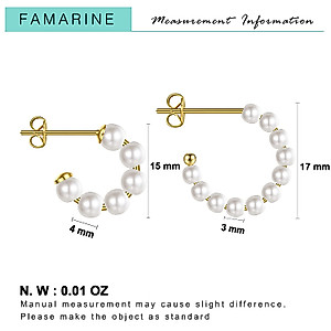 Small Pearl Hoop Earrings for Women 2 Pairs, Lightweight Pearl Hoops Jewelry