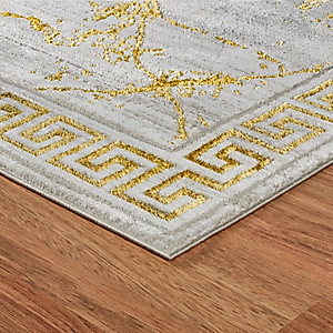 GLORY RUGS Area Rugs Marble 5X7 Cream Gold Carpet Modern Abstract Rug Living Room Dining Bedroom Rug