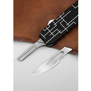 Tenchilon TQ38 Aluminium Alloy Scalpel Pocket Knife with Clip, Small EDC Telescopic Retractable Box Cutter 20pcs Carbon Steel Blades Box Cutter, Precision Craft DIY Knife for Office Home Arts