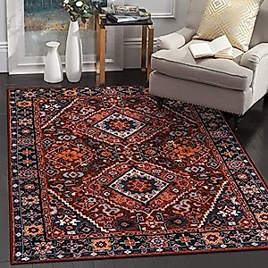 Beeiva Vintage Oriental Area Rug 3x5 Washable Entryway Rug Non-Slip Door Mat Accent Throw Rugs Indoor Floor Carpet for Kitchen Bedroom Living Room Bathroom (Red/Multi, 3x5ft)