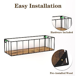 CRUGLA Floating Shelves Wall Mounted Set of 5, Hanging Storage Wall Shelf with Rail for Bathroom, Bedroom, Living Room, Kitchen