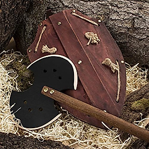 LOVARE Home Decor Wooden Shield - Viking Shield Wooden - Wood Shields and Axe Wooden - Wooden Viking Wood Sword and Shield - Wooden Shields for Boys - Wooden and Shield Set - Shield Unfinished Wood