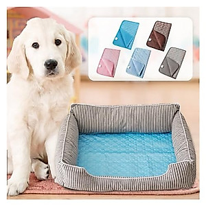 ITOMEN Pet Bed Pet Mat Breathable Washable Pad Dog Cat Blanket Kennel Crate and Bed Sleeping Ice Silk Comfort (Color : Light Blue, Size : XS 40x30 cm)