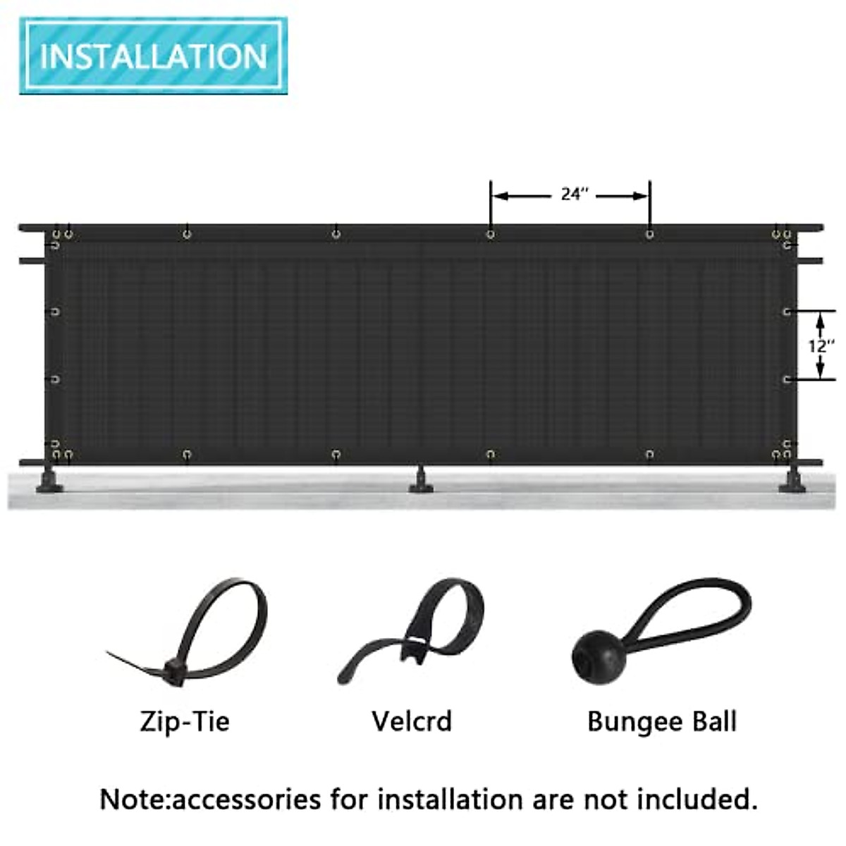 COARBOR 5'x44' Vinyl Coated Polyester (PVC) Mesh Privacy Fence Screen Fencing for Back Yard Deck Patio Garden Blocker Barrier 80% Blockage with Gommets on Edges 280GSM-Black