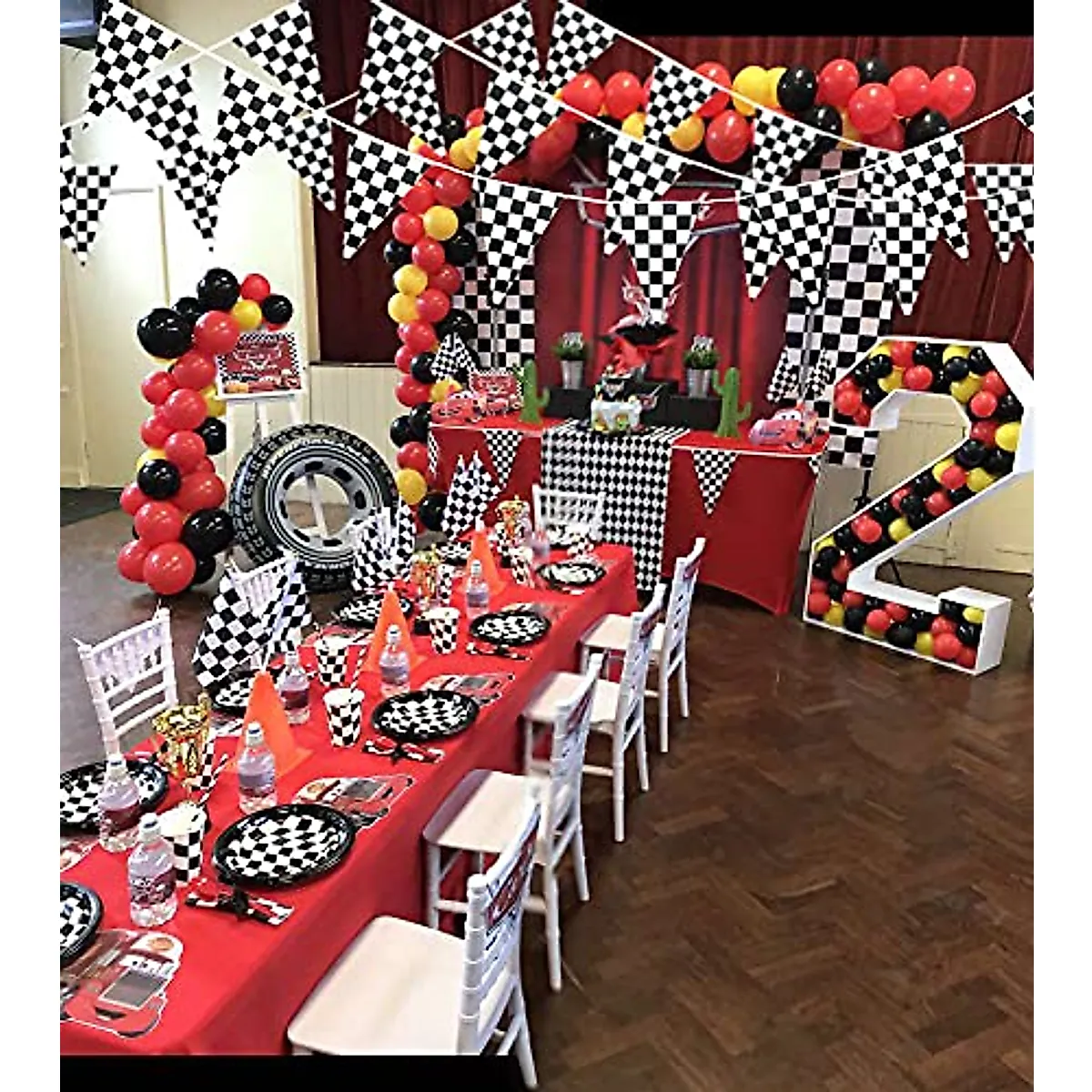 100ft Black & White Checkered Flag Racing Party Banner