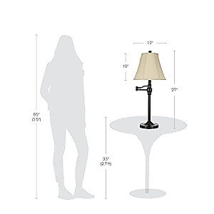 Catalina Lighting Transitional 2-Way Metal Adjustable Swing Arm Desk Table Lamp with Linen Shade, 28", Bronze