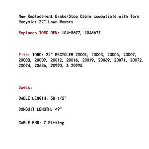 Igidia 104-8677 Replacement Part for Toro Lawn Mower Cable